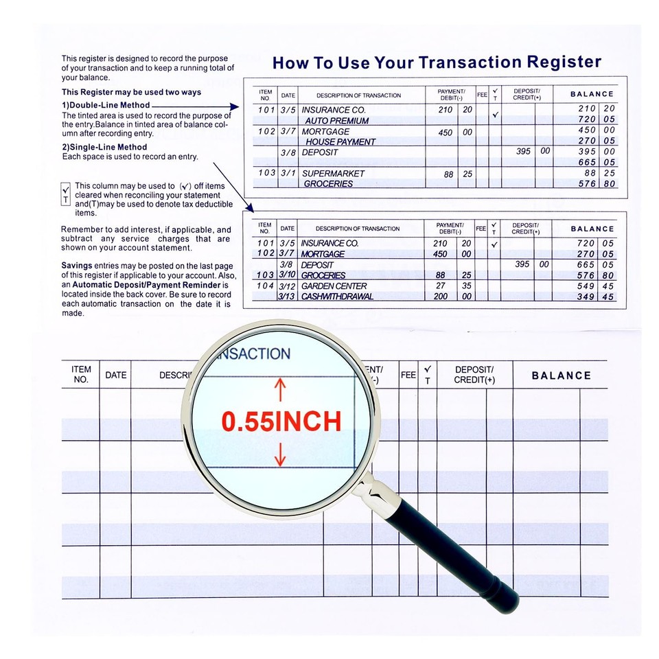 20 Pack Checkbook Register Larger Lines Blank Personal Check Registers ...