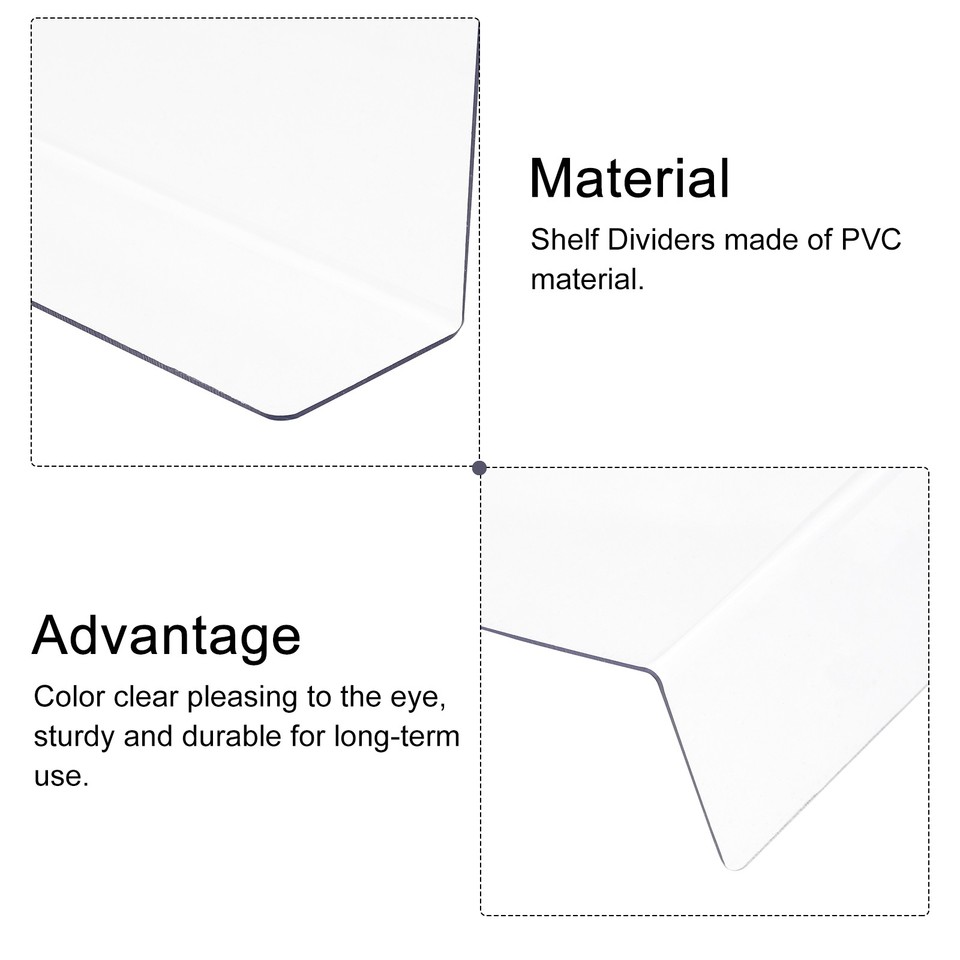 4Pcs L Type Shelf Dividers, PVC Clear Closet Shelf Separator 25x4x12cm ...