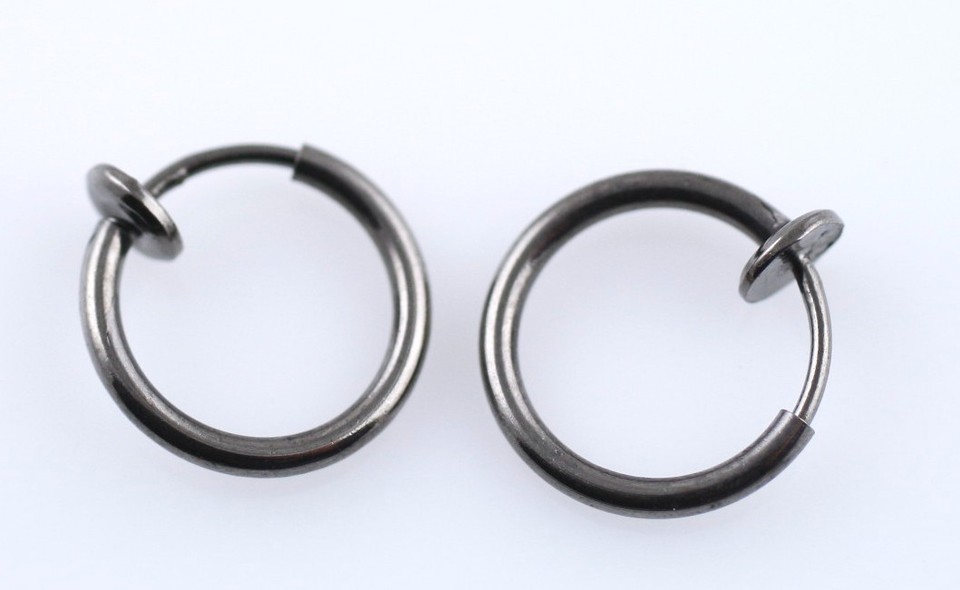 1 Pair Spring Clip On Hoop Earrings Silver Gold Black for Men Women | eBay