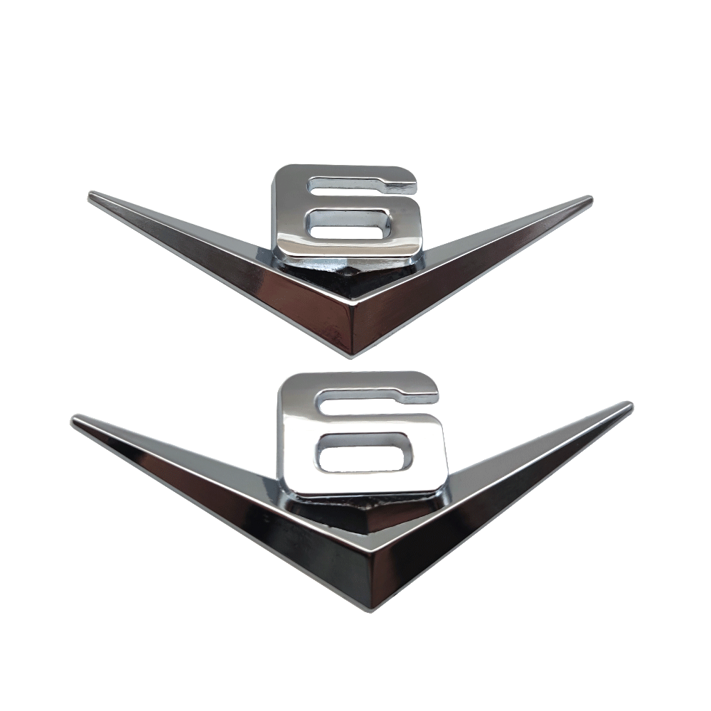 2Pcs Chrome V6 Engine Logo Emblem Metal Vintag Badge Sport Turbo ...