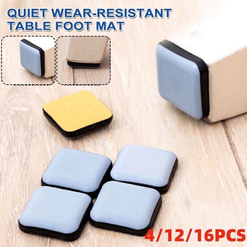 4/12/16× Square Furniture Gliders Self Adhesive Teflon Sliders Floor ...