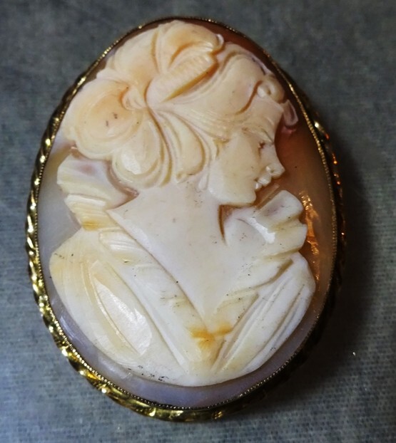 Vintage Edwardian Art Nouveau Carved Shell Lady Cameo… - Gem