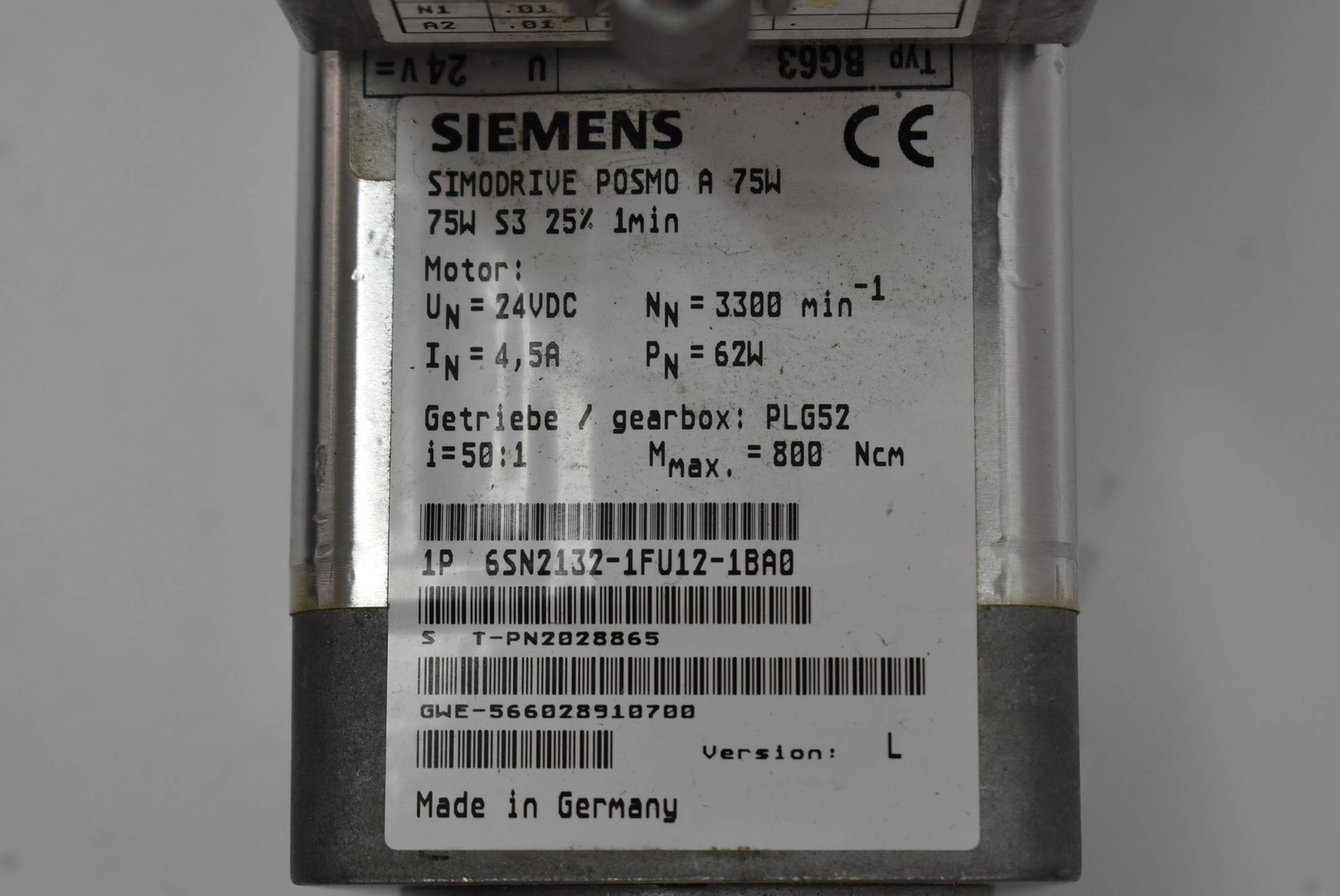 Siemens simodrive POSMO A 6SN2132-1FU12-1BA0 ( 6SN2 132-1FU12-1BA0 ...