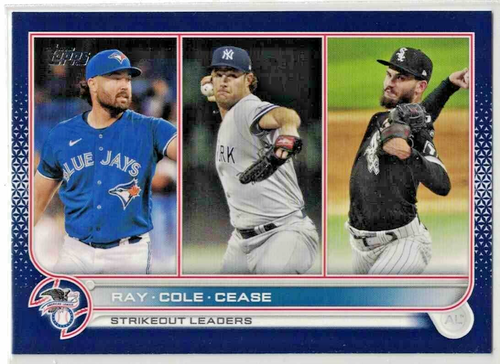 2022 TOPPS ROYAL BLUE #138 ROBBIE RAY/GERRIT COLE/DYLAN CEASE STRIKEOUT ...