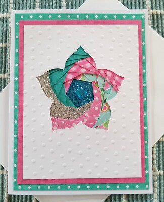 Iris Fold Floral Greeting Card 5" x 6.5" (B) | eBay
