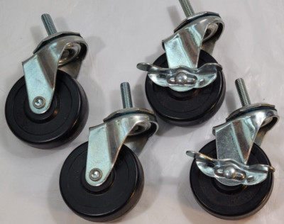 3 inch Caster Wheels Set of 4 - Heavy Duty - Stems - 2 Brakes- Stamped ...
