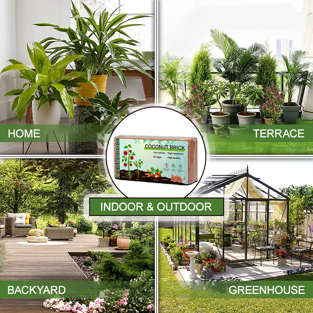 3-Pack Coco Coir Brick Fiber Growing Potting Soil Plant Growing Media ...