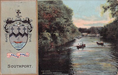 SOUTHPORT ENGLAND~THE LAKE-BOTANIC GARDENS-CHURCHTOWN~1905 HERALDRY ...