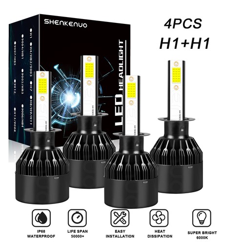 H1 H1 LED Headlight Bulbs Conversion Kit High Low Beam 6000K Super ...