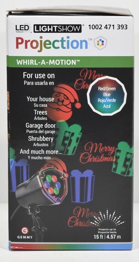 NEW LED LIGHTSHOW PROJECTION WHIRL-A-MOTION SANTA PRESENTS PROJECTOR ...