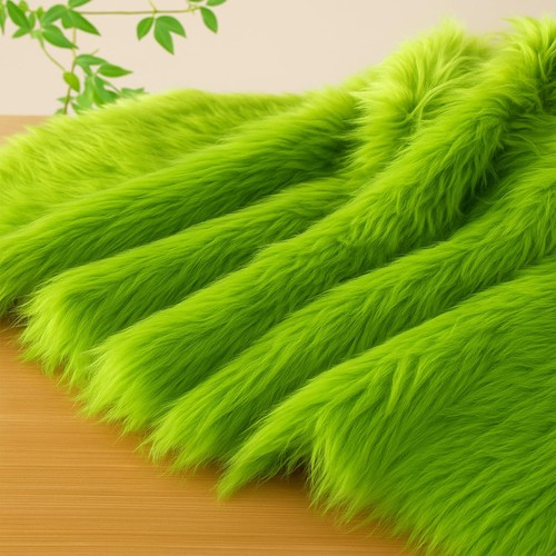 Faux Fur Fluffy Crafts Fabric 23.6x59 inch Green, Long Pile Shaggy Fur ...