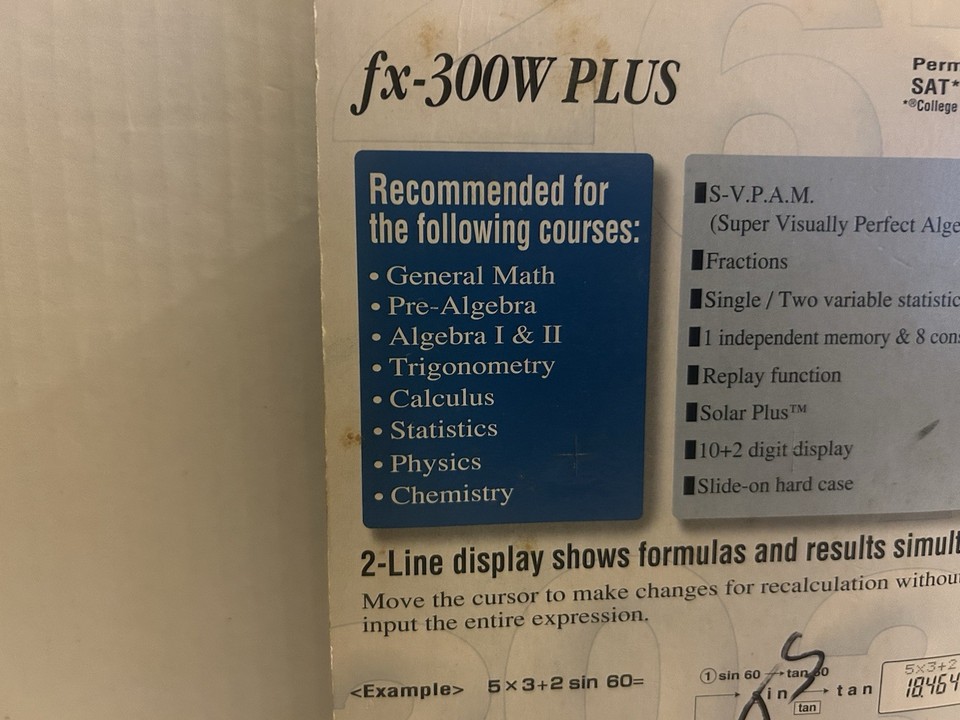 CASIO fx-300W PLUS SCIENTIFICS 2-Line Display | eBay