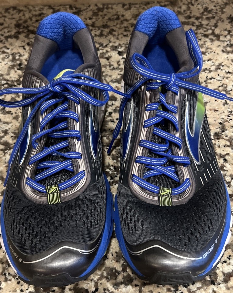 Brooks Ghost 9 Size Men's Running Shoes Gray Blue Lime Green Sneaker ...