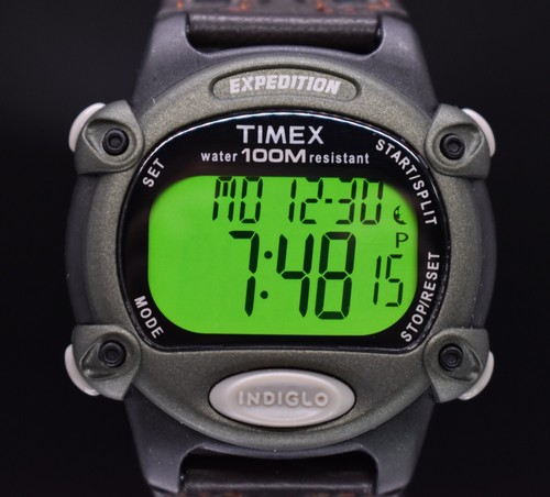 TIMEX Expedition T48042 Digital CAT Watch Men Indiglo Leather 100m NEW ...