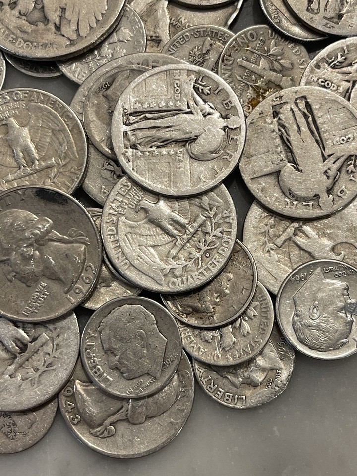 $10 Face 90% Silver CULL Lot Mercury, Walking Liberty, Franklin & More ...
