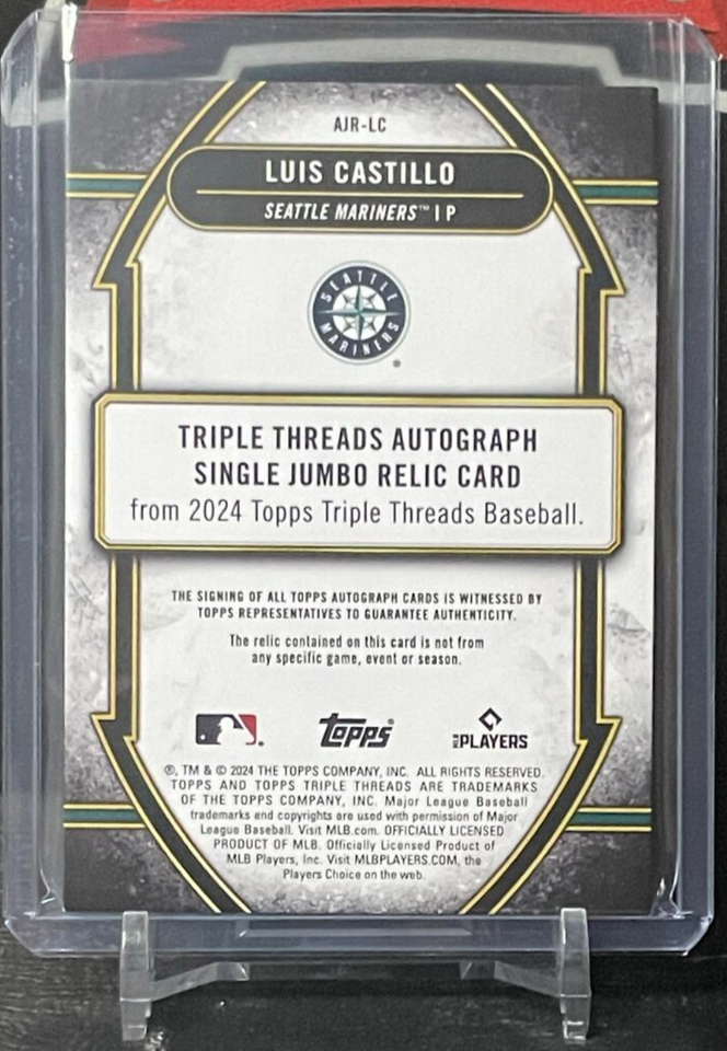 2024 TOPPS TRIPPLE THREAD LUIS CASTILLO GAME USED PATCH AUTO GREEN #D ...