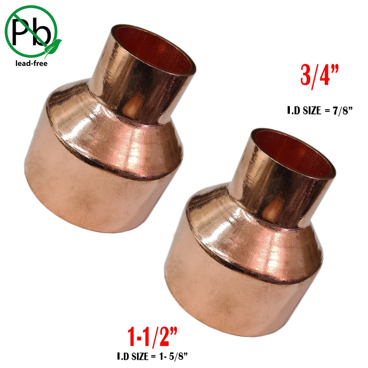 Lot of (2) 1-1/2" x 3/4" Coupling Reducer C x C COPPER PIPE FITTING | eBay