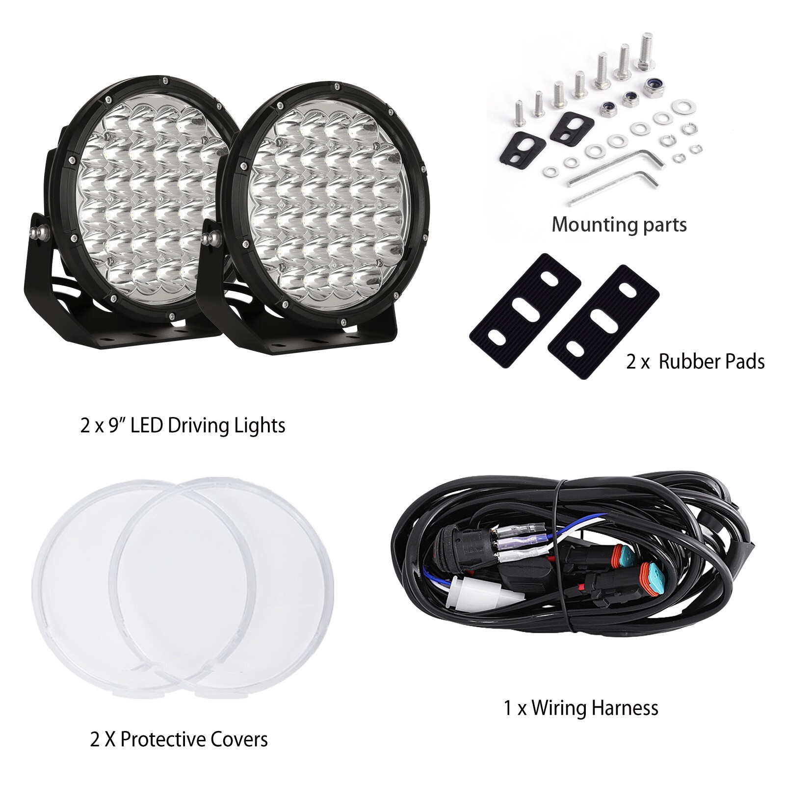 9 inch ROUND LED SPOT Driving Lights Off Road Spotlights Foglight ATV ...