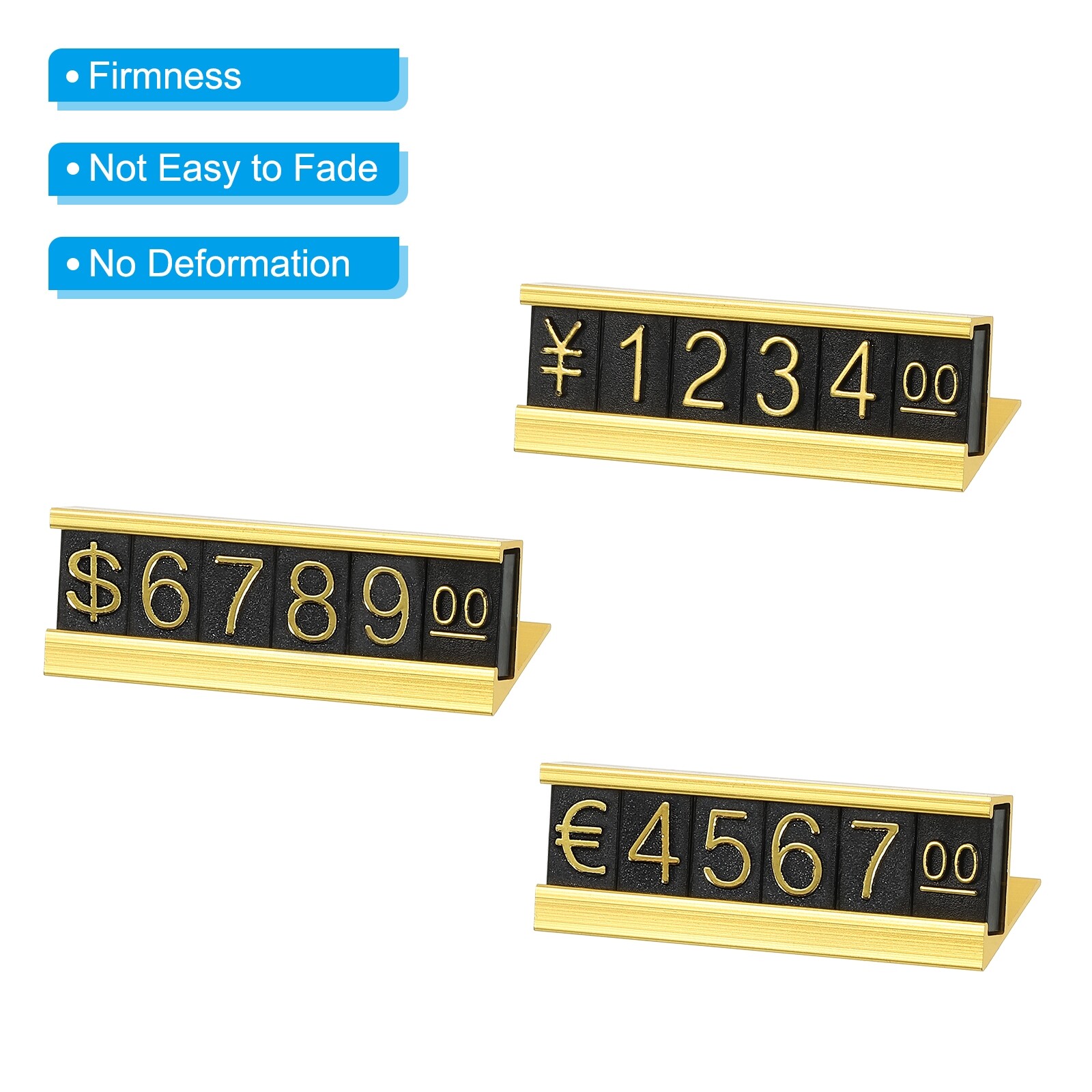 Réglable Amovible Cube Prix Étiquette Affichage Numéro Lettre Doré Noir ...