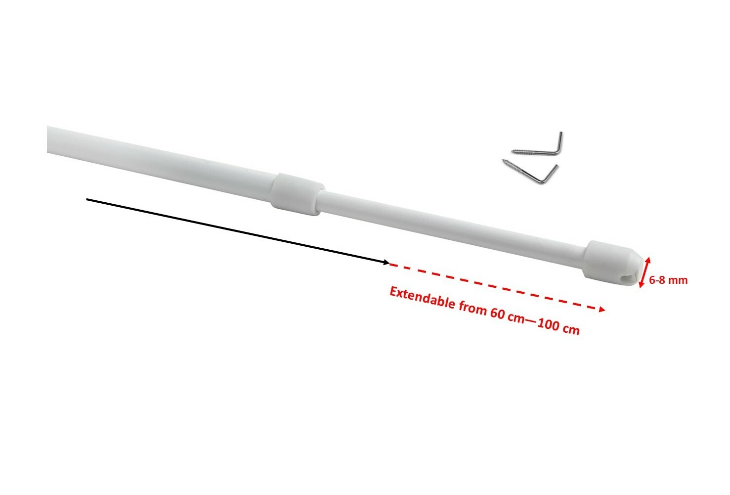 Speedy Net Rod, Net curtain rod, White, Extendable Metal Net Curtain ...