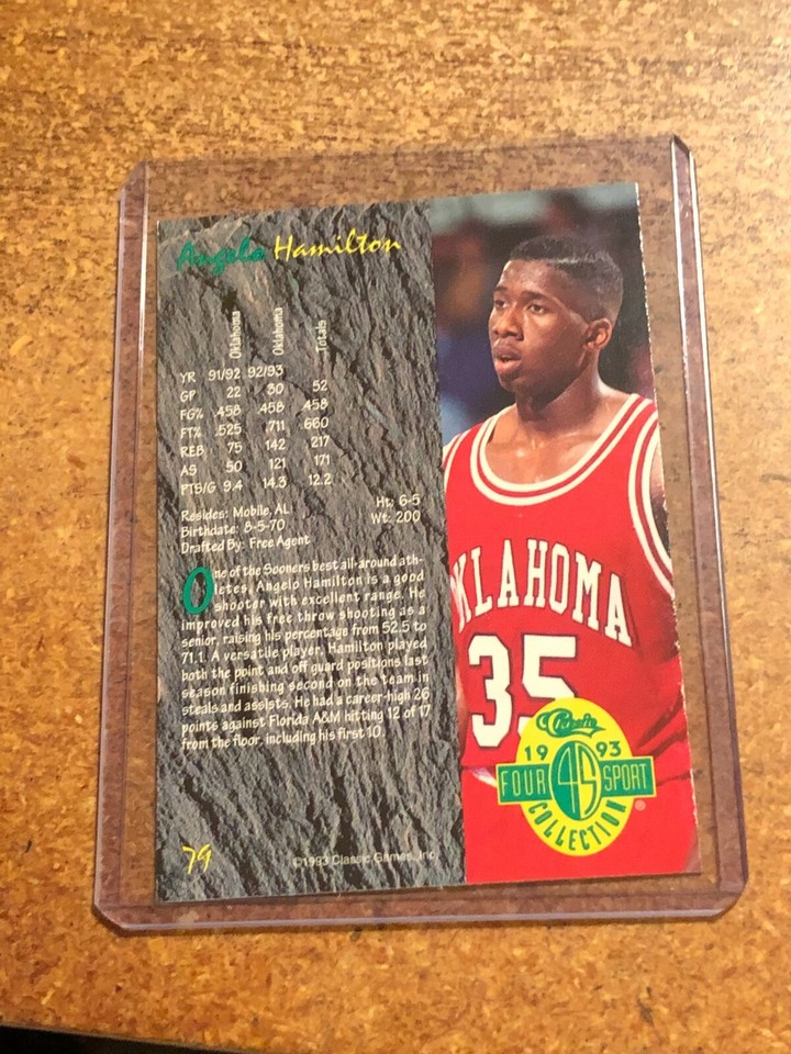 1993 Classic Four Sport Basketball # 79 Angelo Hamilton RC | eBay