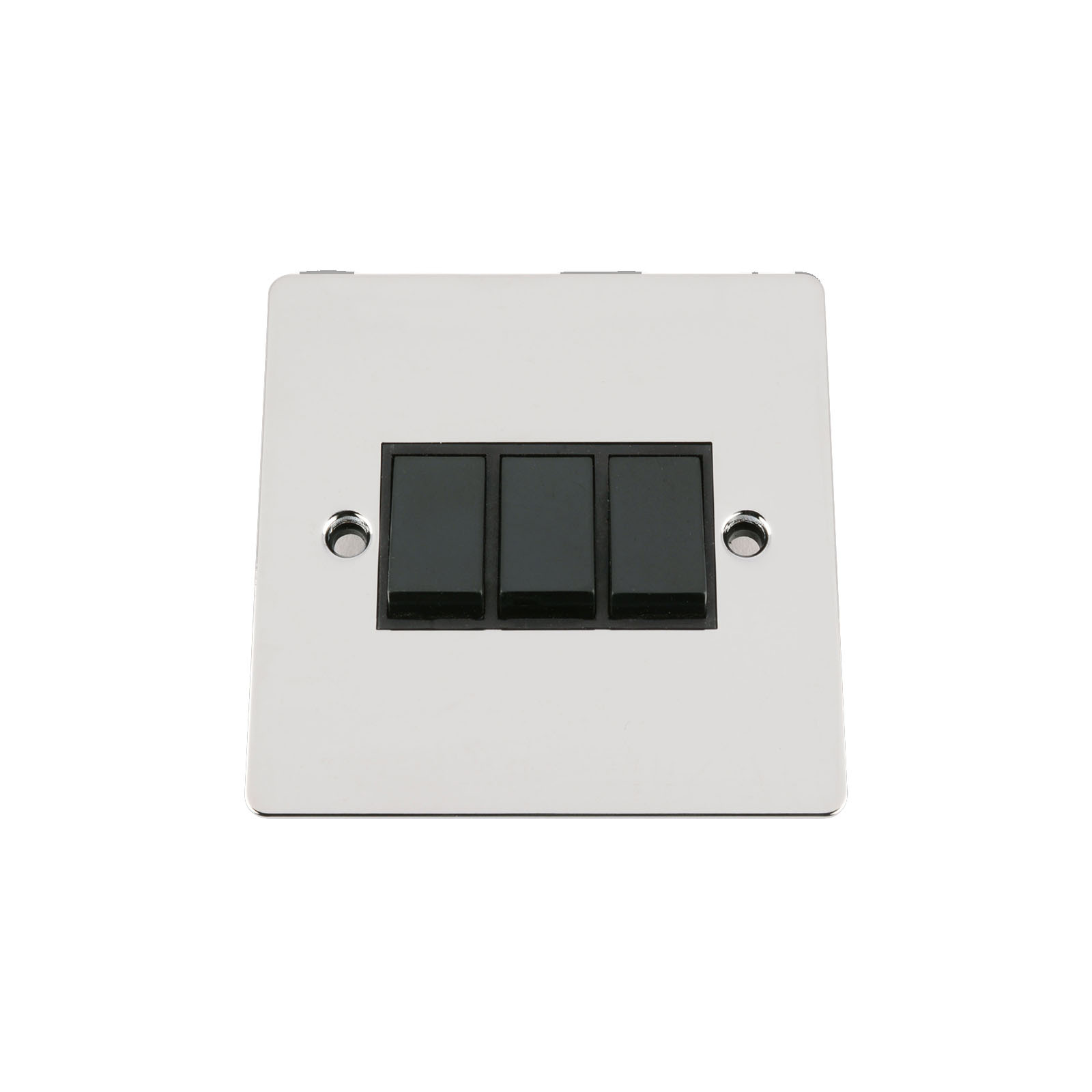 10 Amp Triple Light Switch 3 Gang 2 Way Polished Chrome Flat Style ...
