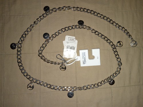 New! Michael Kors Women’s MK Silver Metal Waist Belt Belly Chain Sz L ...