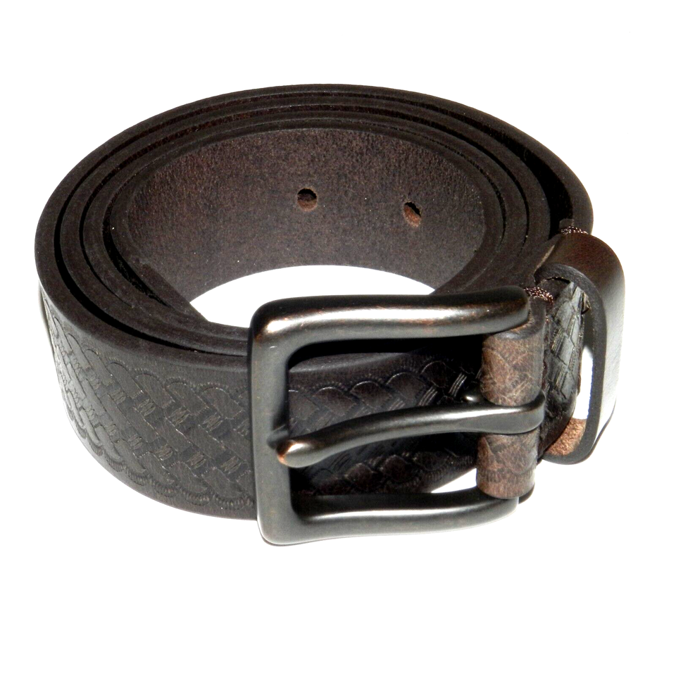 Wrangler Dark Brown Leather Belt Weave Design Size 36 RN 130273 | eBay