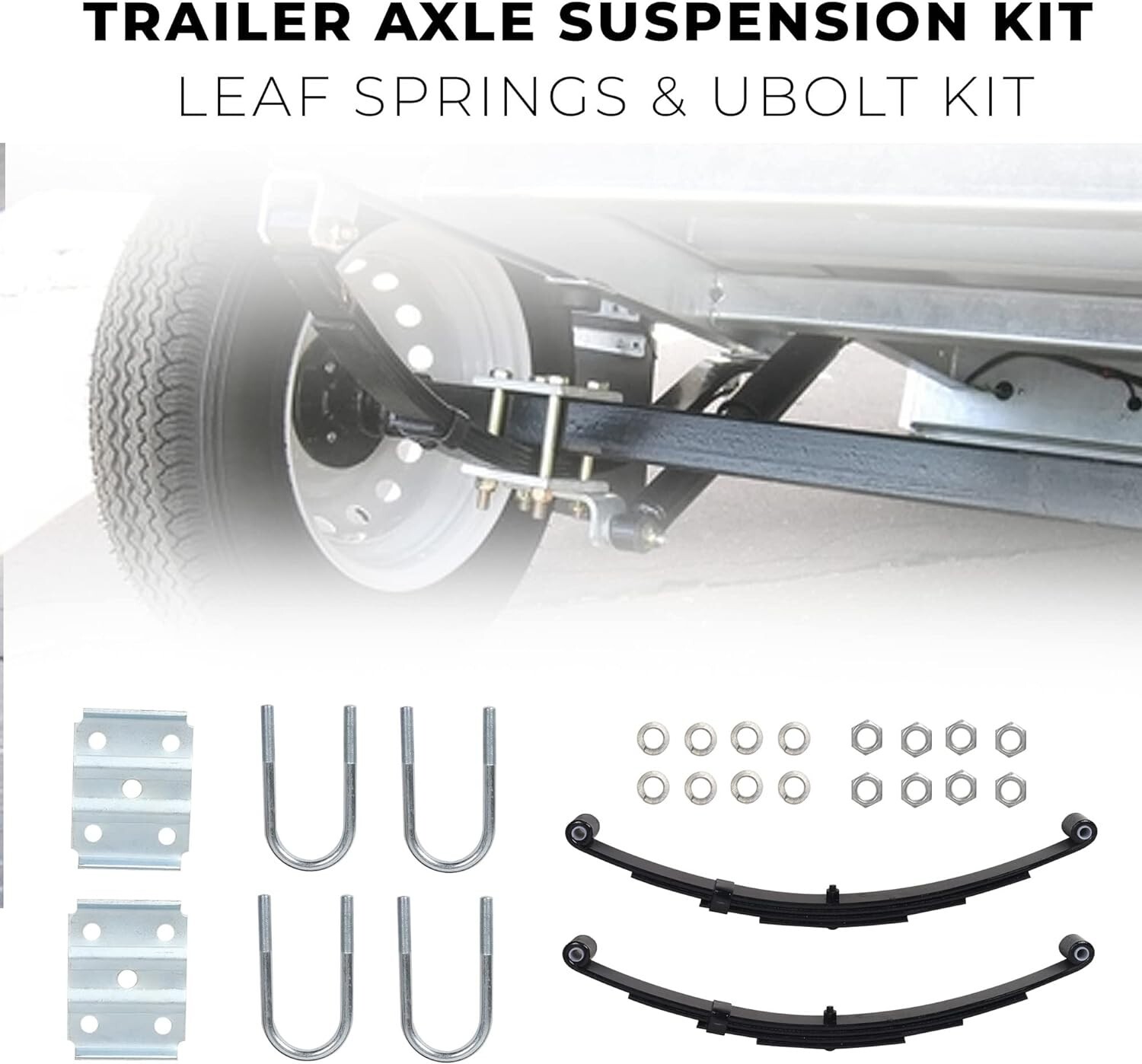 3500lbs Single Trailer Axle Suspension Kit 1750lbs Leaf Springs & U ...