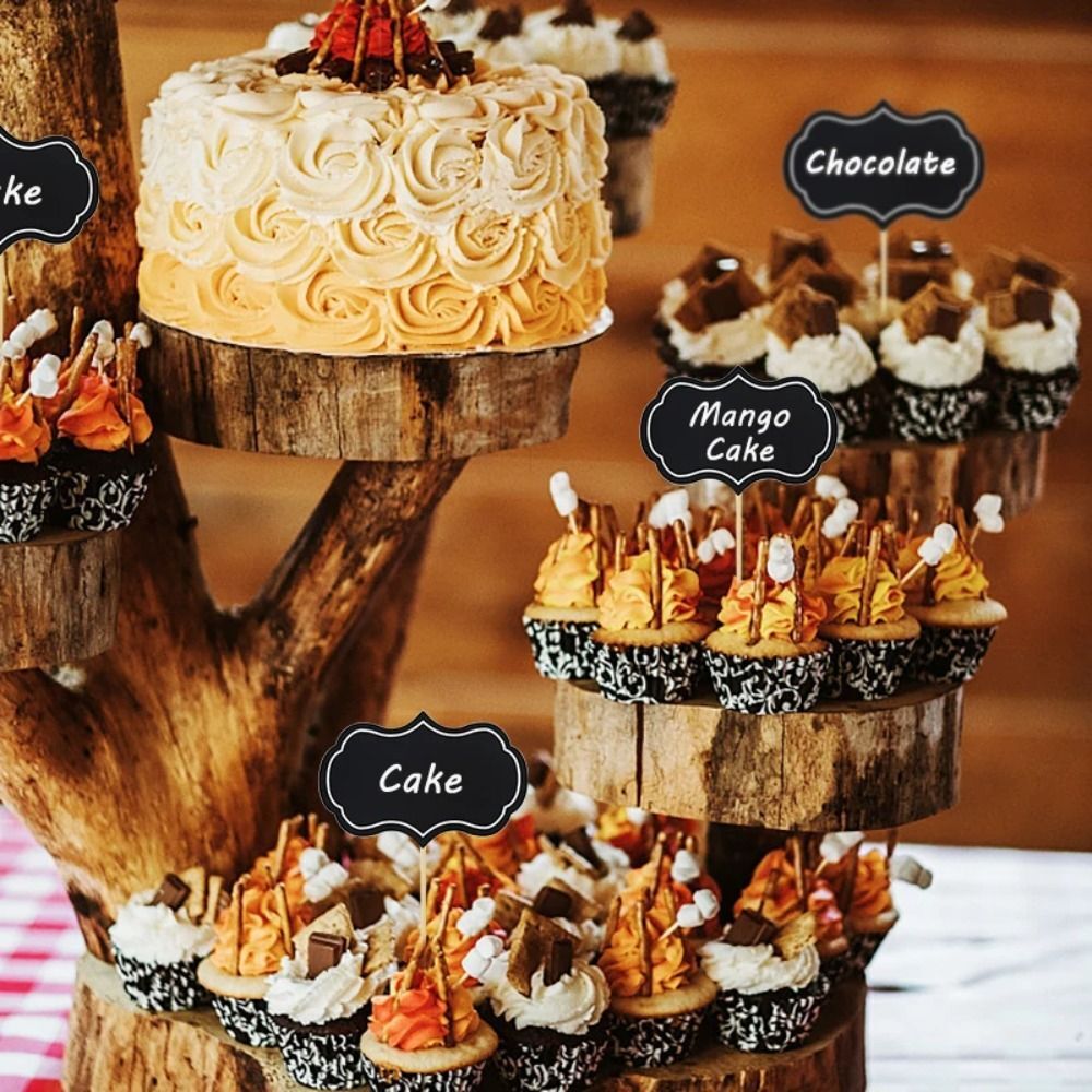 Markers Cheese Picks Food Cake Cupcake Topper Labels DIY Chalkboard ...