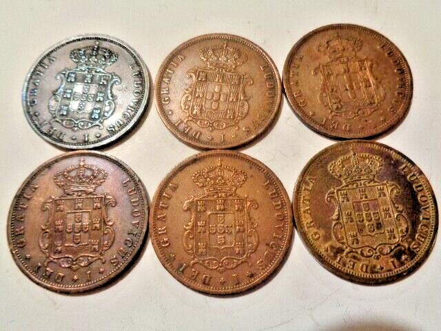 PORTUGAL 6 X 5 REIS COINS LOT ALL DIFFERENT | eBay