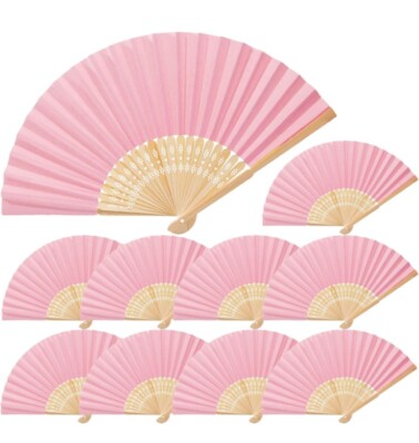 12 Pack Hand Fan, Bamboo Folded Hand Fan Pink NIB | eBay