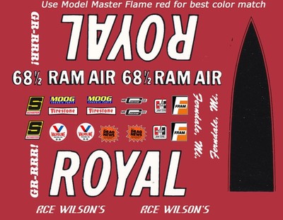 Ace Wilson's ROYAL Pontiac 1966 -1968 1/24th - 1/25th Scale Decals | eBay