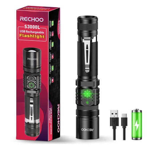 Rechargeable Flashlights High Lumens, Double Switch S3000L LED ...