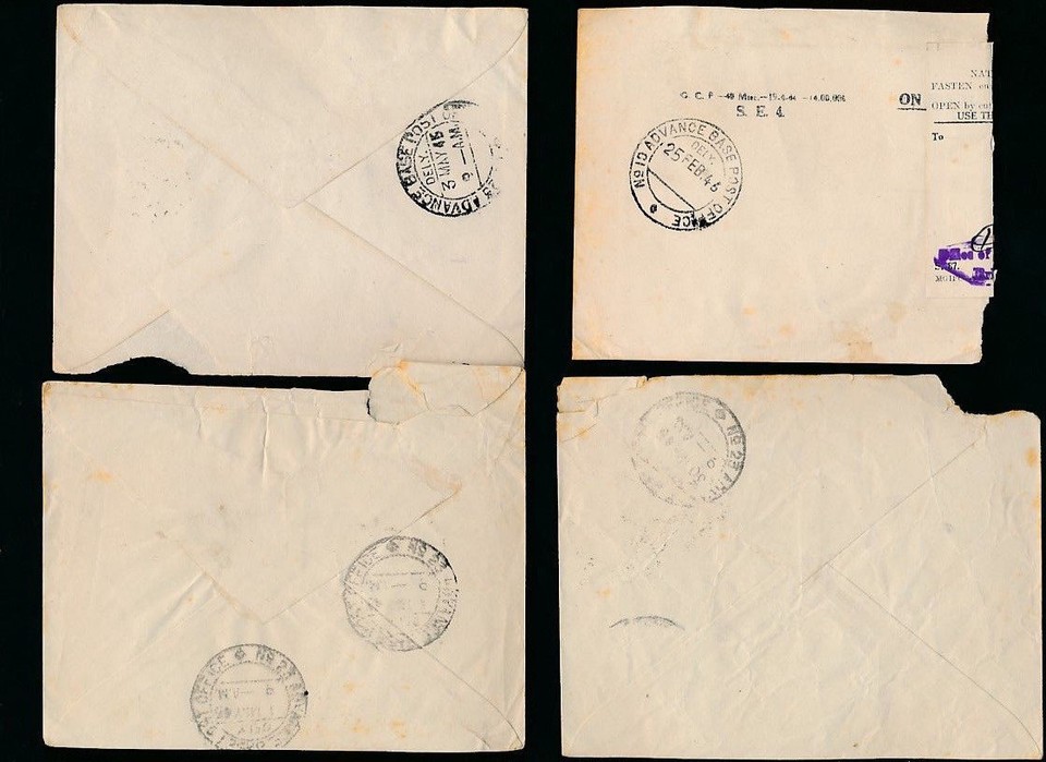INDIA WW2 OFFICIAL ENVELOPES with STAMP FRANKINGS + CPBT OVALS...4 ...