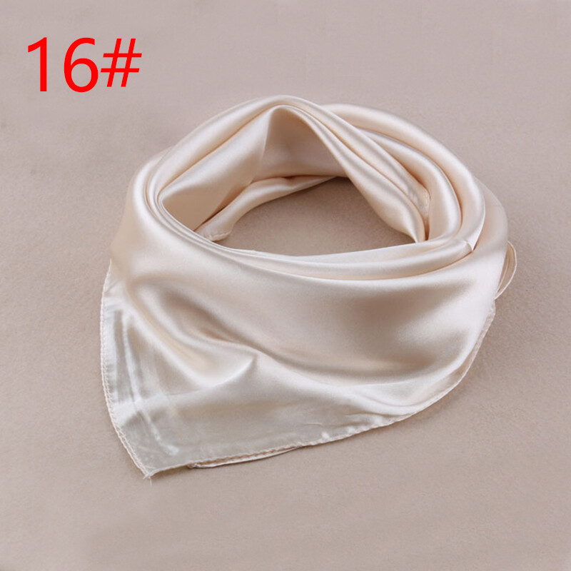Women Plain Soft Silk Square Scarf Bandana Neckerchief Head Neck Wrap ...
