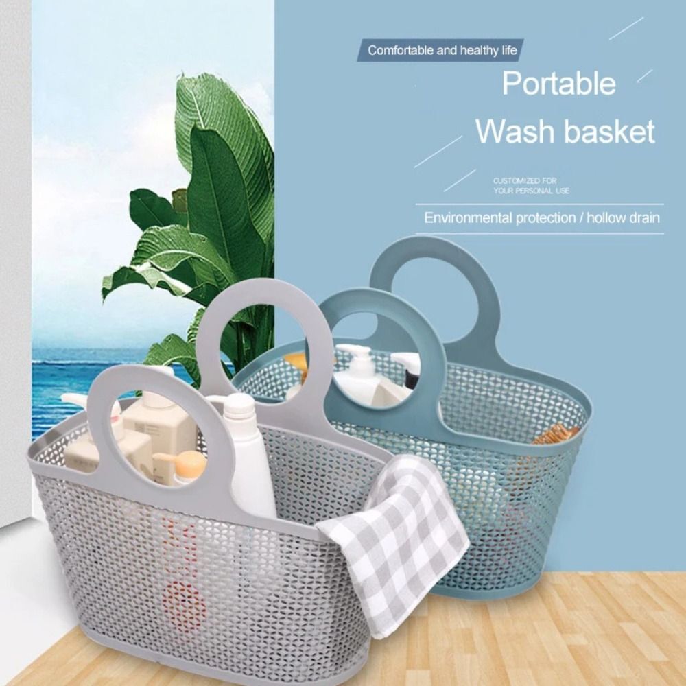Plastic Portable Bath Basket Multi-functional Sundries Storage Basket ...