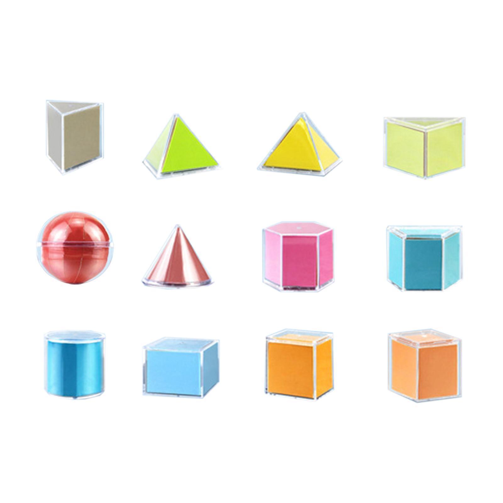 12 Pieces 3D Geometric Shapes Blocks Math Toys Educational Toy ...