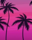 Miami Tropical Palm Tree Illustration Vice Color Sunset Wall Mural ...