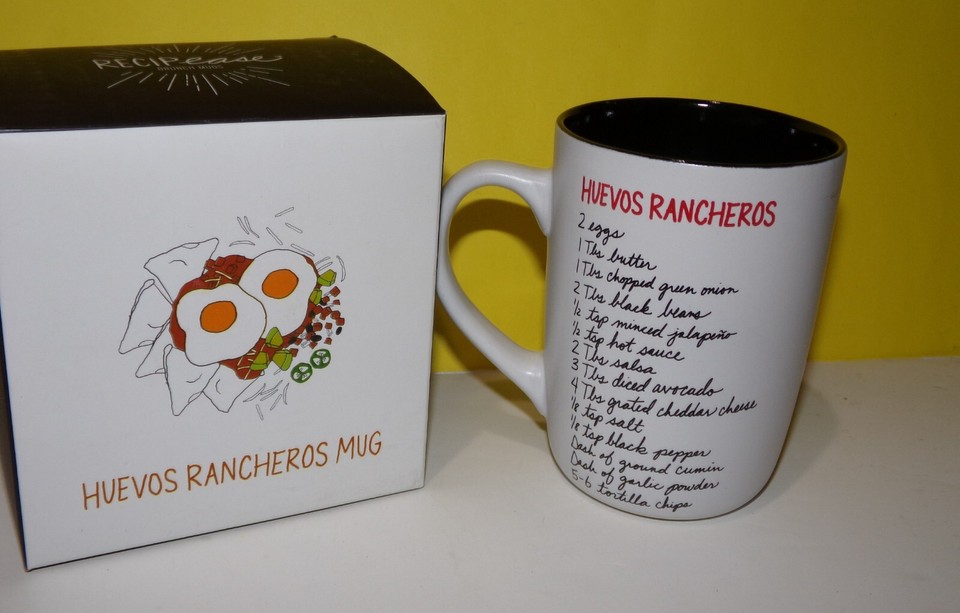 Recipease Huevos Rancheros Mug New In Box About Face Designs 14oz | eBay