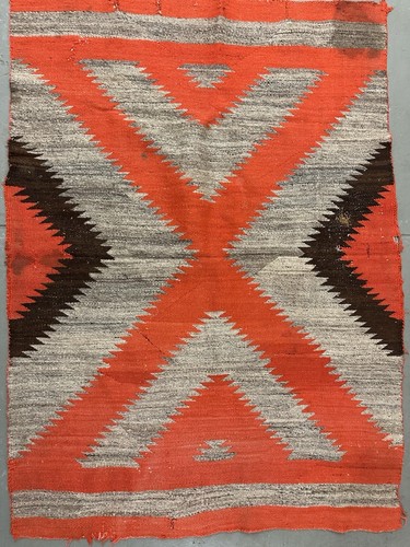 Antique Native American NAVAJO TRANSITIONAL RUG BLANKET 57x42 Eye ...