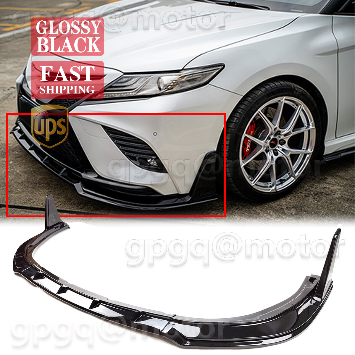 For Camry SE XSE 2018-23 Yofer V2 Winglet Gloss Black Front Bumper Lip ...