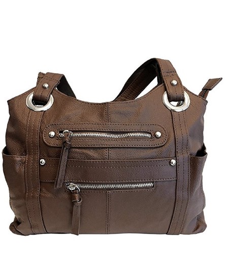 Brown Leather Locking Concealment Purse - CCW Concealed Carry Gun Bag ...