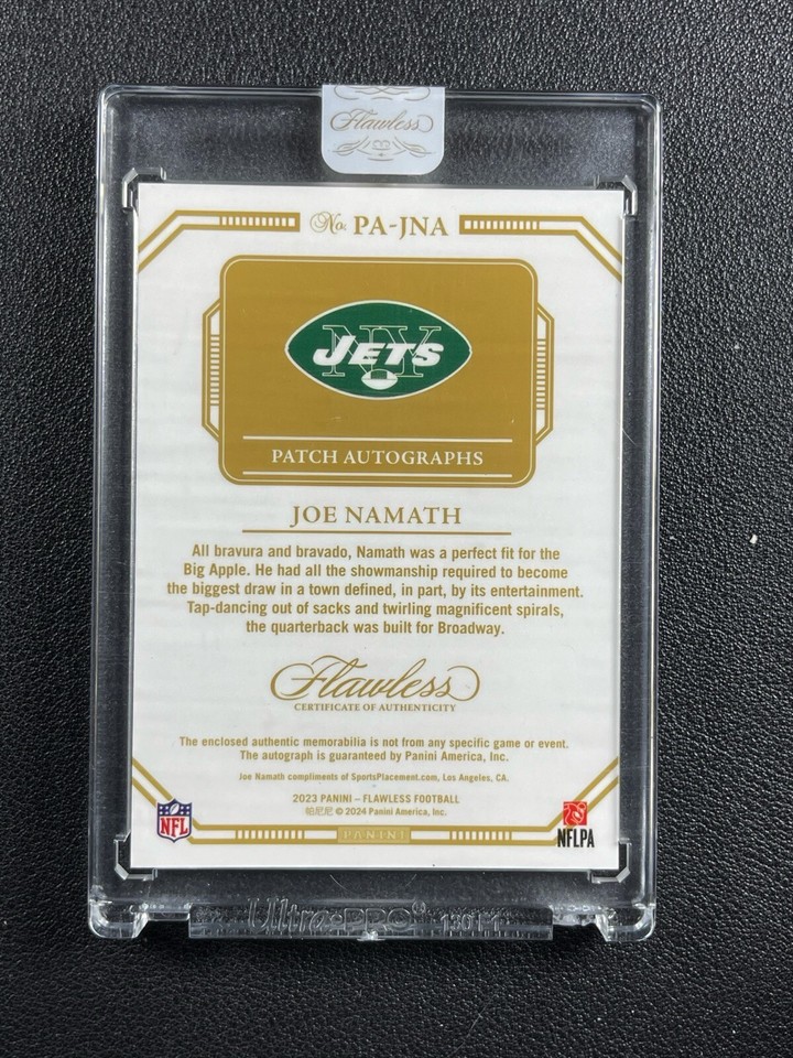 JOE NAMATH 2023 PANINI FLAWLESS RUBY JETS PATCH AUTOGRAPH AUTO 09/15 | eBay