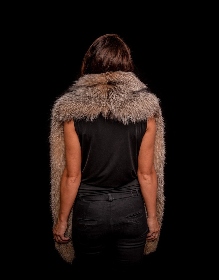 Premium Crystal Fox Fur Double Side Massive Collar Boa Stole Shawl Wrap ...