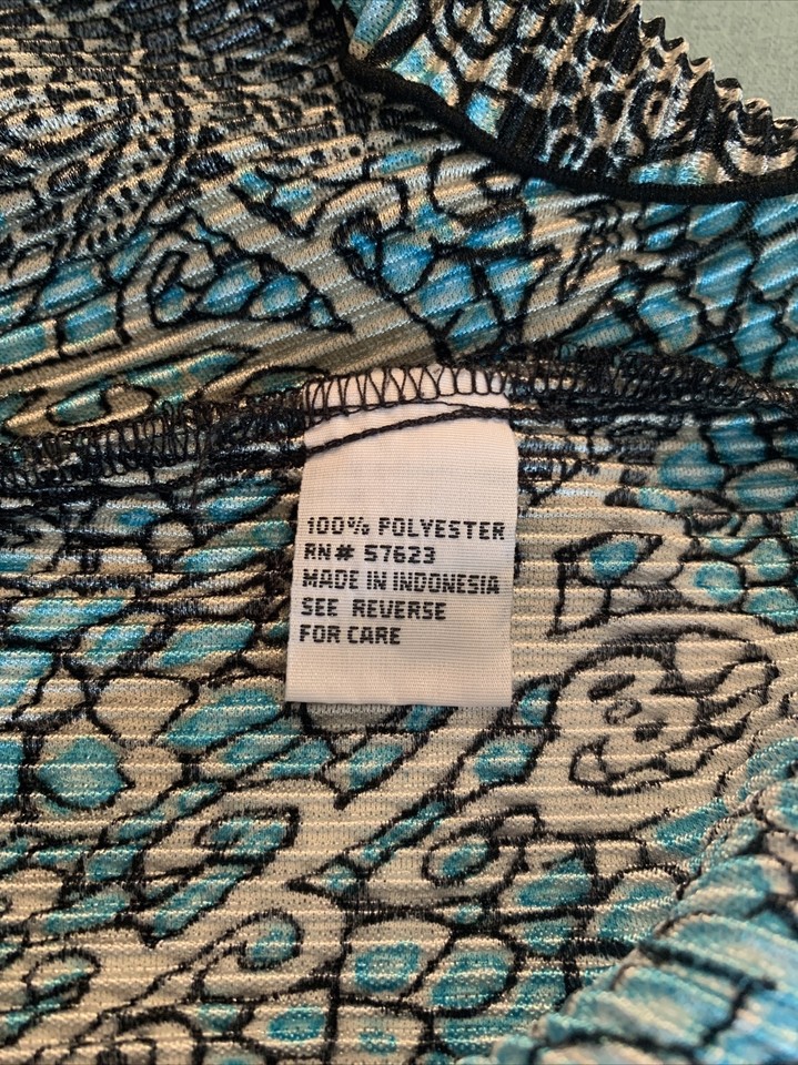 Zoey & Beth Top Sz M Teal Black Accordion Pleats 3/4 Sleeve Pullover ...