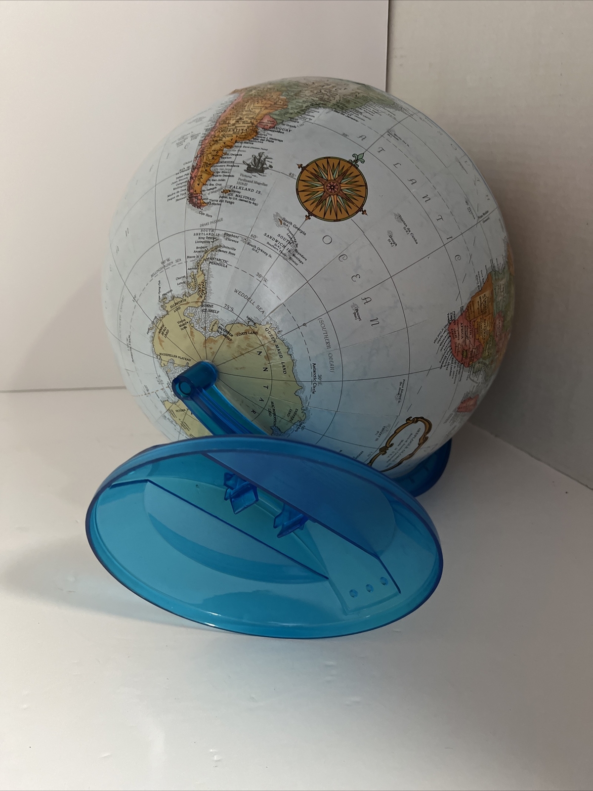 GLOBEMASTER 12 Inch Diameter Textured Globe Blue Stand Replogle Made in ...