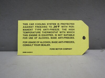 Ford radiator coolant anti-freeze tag | eBay