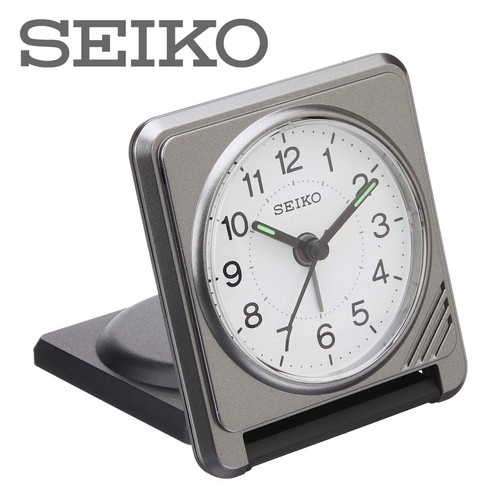 SEIKO Compact Folding Travel Clock Gray Metallic Japanese Domestic ...