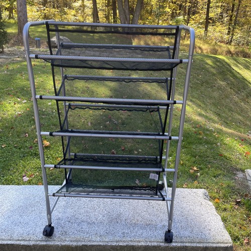 Rolling Shoe Rack 5 Tier 2 Sided 30 Pairs | eBay
